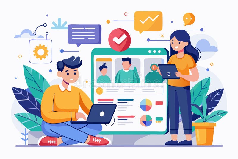 Two Users Engage with Mobile Interfaces, Showcasing Customizable UI UX ...