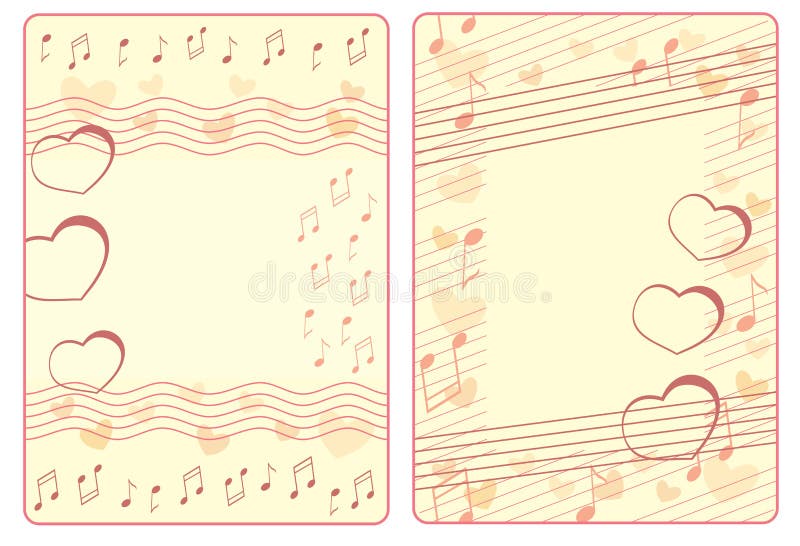 Two Valentine Frames with Notes and Hearts Stock Vector - Illustration ...