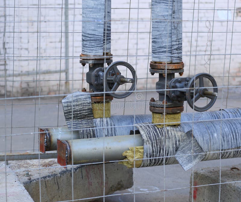 Two Valves on the Outer Metal Pipes Stock Photo - Image of design ...