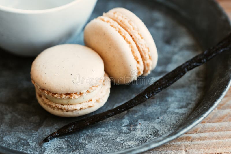 Two Vanilla Flavored Macaroons Stock Image - Image of ganache ...