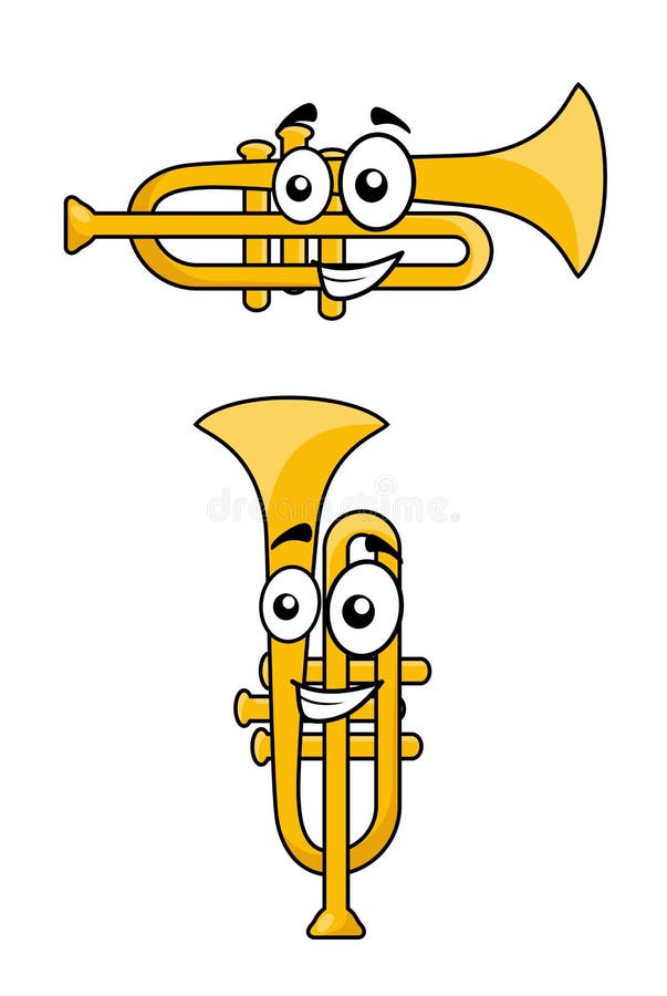 Two Variations of a Cartoon Trumpet Stock Vector - Illustration of ...
