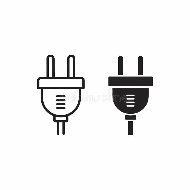 Electrical Plug Icon Set stock illustration. Illustration of black ...
