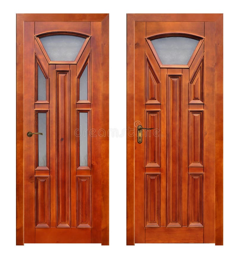 Two Variations of Interior Brown Lacquered Doors Made of Natural Wood ...