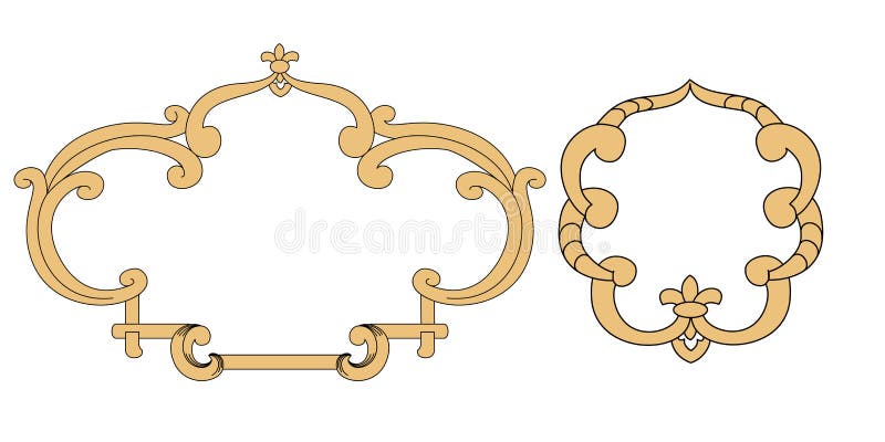 Two Vector Curl Frames Sandy Brown Colour Stock Vector - Illustration ...