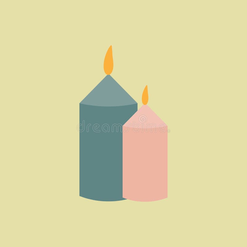 Two Vector, Flat, Burning Candles Stock Vector - Illustration of winter ...