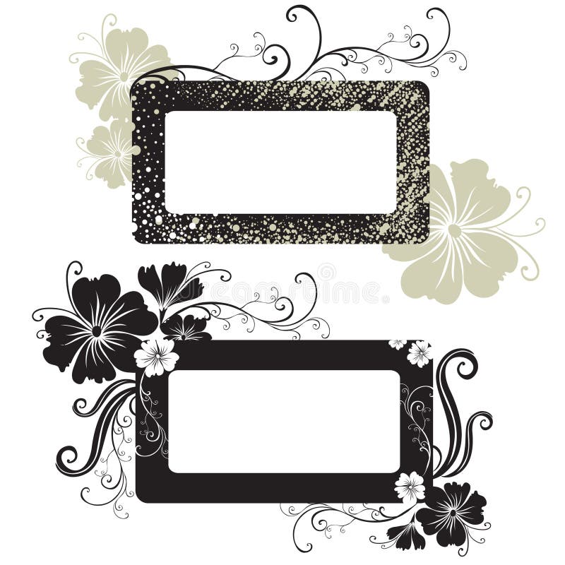 Two Vector Floral Vintage Frame Stock Vector - Illustration of botany ...