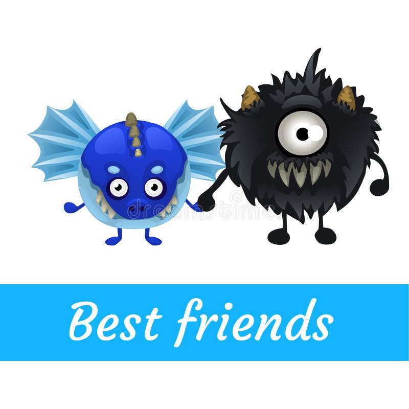 Two Vector Funny Monster , Black and Blue Stock Vector - Illustration ...