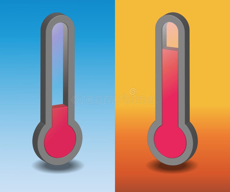 Hot and Cold Thermometer Icons. Stock Illustration - Illustration of ...