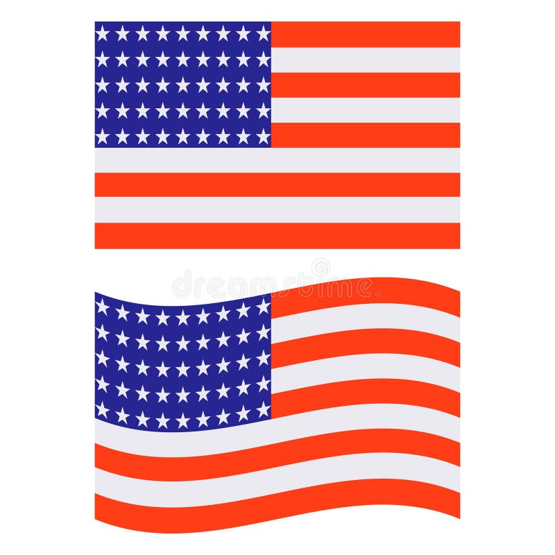USA Flag Vector Art Flat and Wavy American National Symbol Stock ...