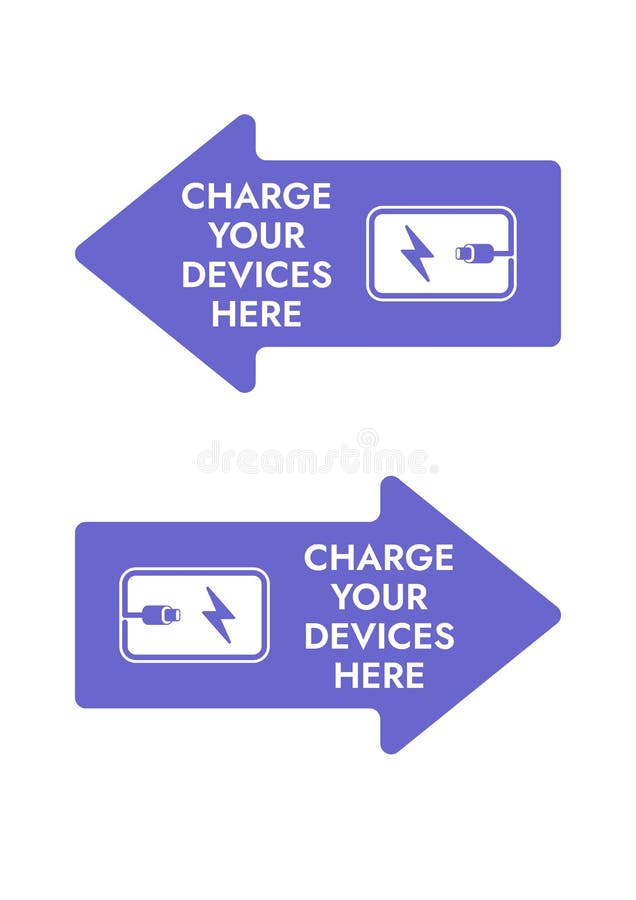 Charge Your Devices Here - Vector Information Sign. Airports and Public ...