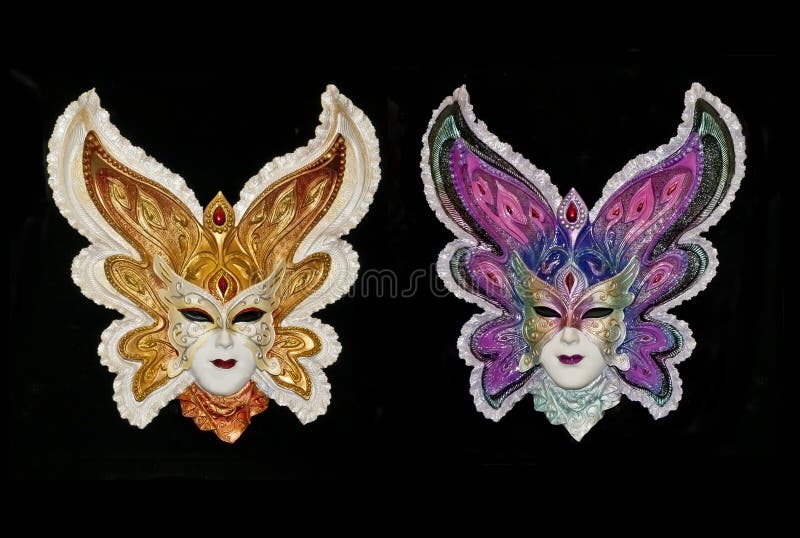 Two Venetian Carnival Masks Isolated Stock Photo - Image of fantasy ...