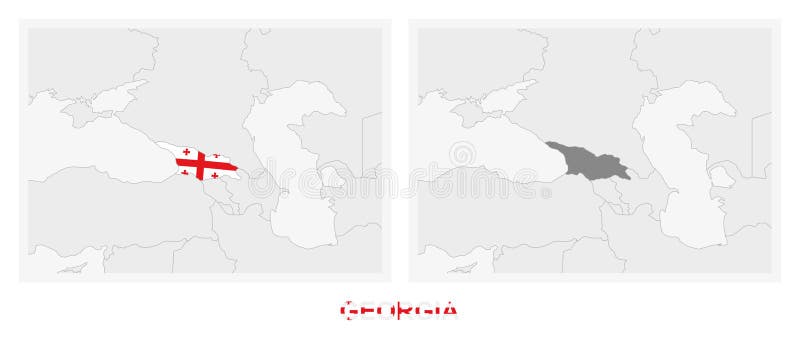 Two Versions of the Map of Georgia, with the Flag of Georgia and ...