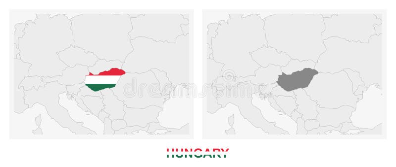 Two Versions of the Map of Hungary, with the Flag of Hungary and ...