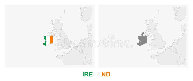 Two Versions of the Map of Ireland, with the Flag of Ireland and ...