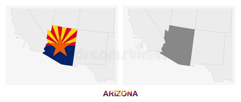 US State Arizona Map Highlighted in Arizona Flag Colors Stock Vector ...
