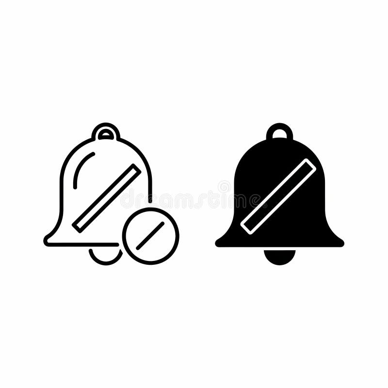 Notification Off Icon: Outline and Solid Style Stock Illustration ...