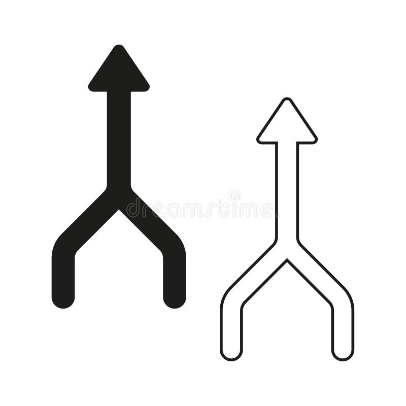 Two Vertical Arrows Connecting into One Central Arrow. Vector ...