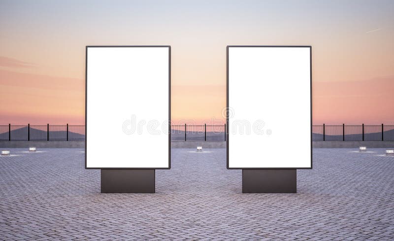 Two vertical billboards stock illustration. Illustration of banner ...