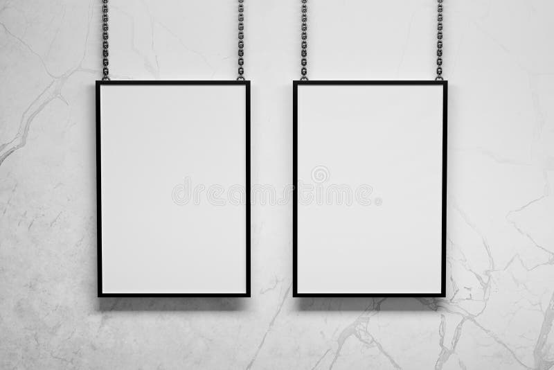 Two Vertical A4 Frames Hanging on Metallic Chains Stock Illustration ...