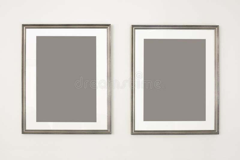 Two Vertical Frames, Poster Mock Up. Empty Silver Picture Frames ...