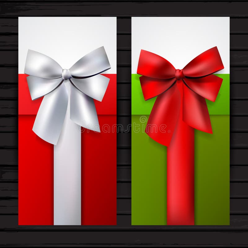 Two vertical gift banners stock vector. Illustration of ribbon - 47518481