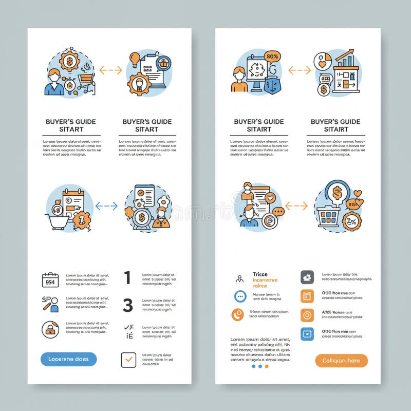 Two Vertical Infographic Panels Display a Buyer S Guide Concept. Each ...