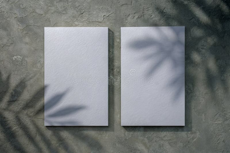 Two Vertical Poster or Brochure Mockups Overlay with the Plant Shadows ...