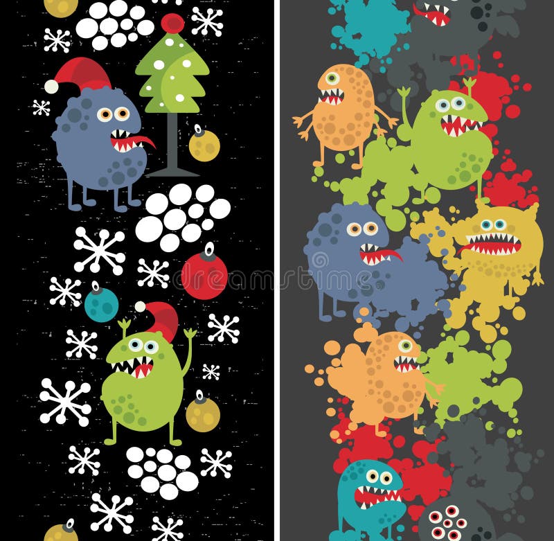 Two Vertical Seamless Patterns with Monsters. Stock Vector ...