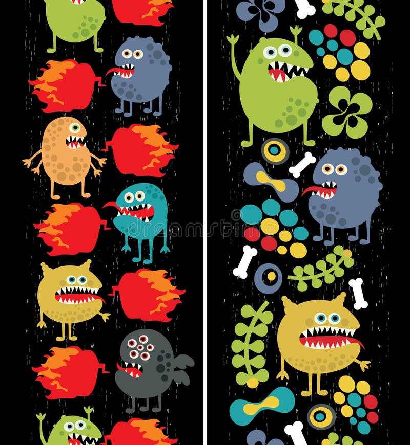 Set of Seamless Patterns with Hungry Monsters. Stock Vector ...