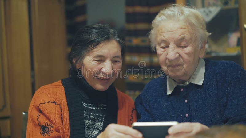 Two Very Old Women Speaking on the Web Chat 4K Stock Footage - Video of ...