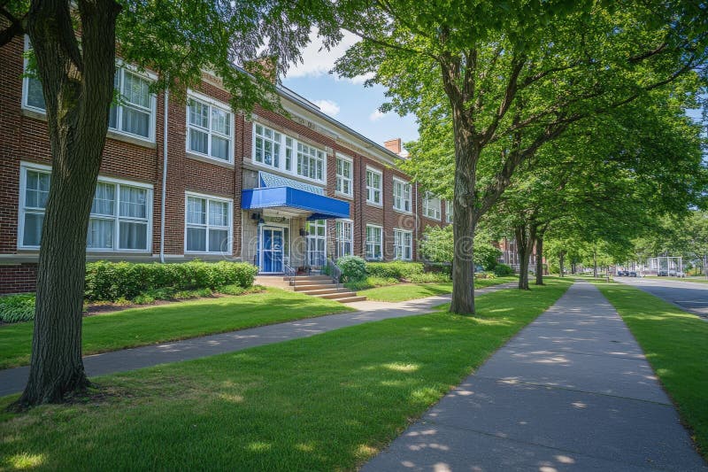 Colorful Playground Scene Modern Building Vibrant Landscaping Stock ...