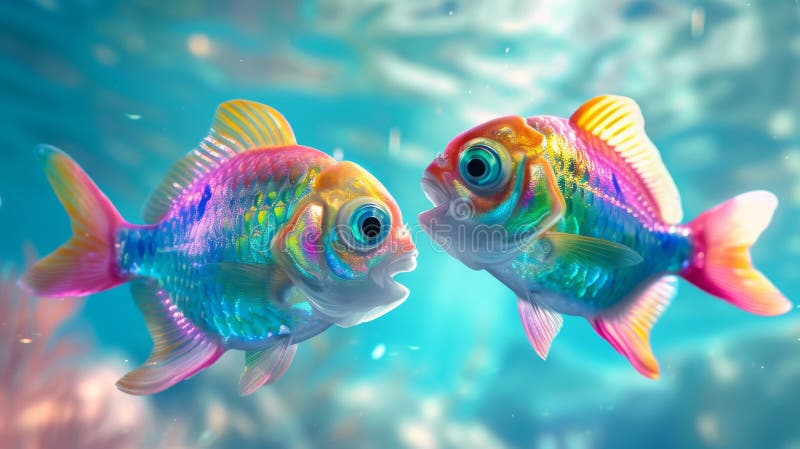 Two Vibrant Fish with Expressive Faces Underwater Stock Photo - Image ...
