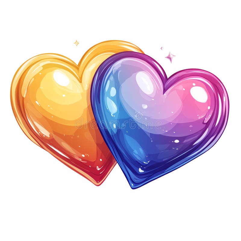 Two Vibrant Hearts Symbolizing Love and Connection Stock Illustration ...