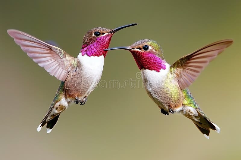 Captivating Hummingbirds Engage in Aerial Dance during a Sunny ...