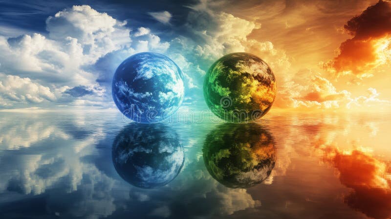 Dramatic Split Sunsetsunrise Sky Stock Illustrations – 1 Dramatic Split ...