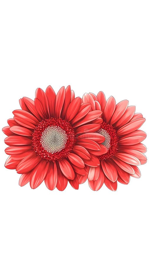 Two Vibrant Red Gerbera Daisies with Layered Petals and a Central Disc ...