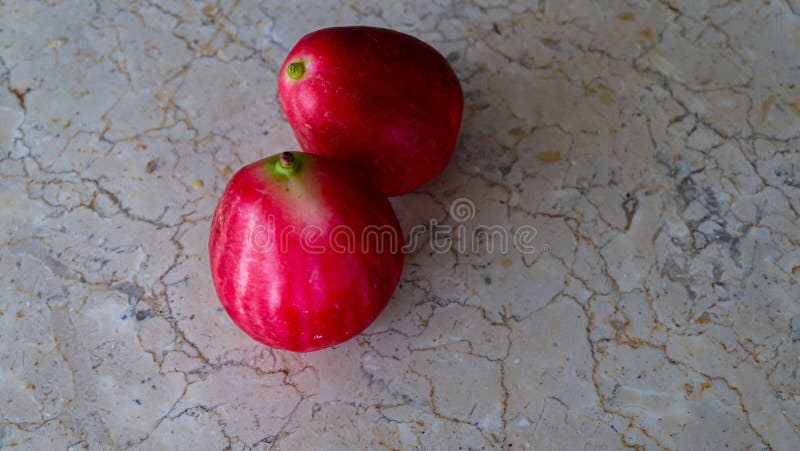 Two Vibrant Red Malay Apples, Also Known As Rose Apples or Jambu Air ...