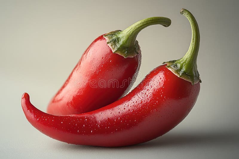 Two Vibrant Red Peppers Sit Together on a Surface Stock Photo - Image ...