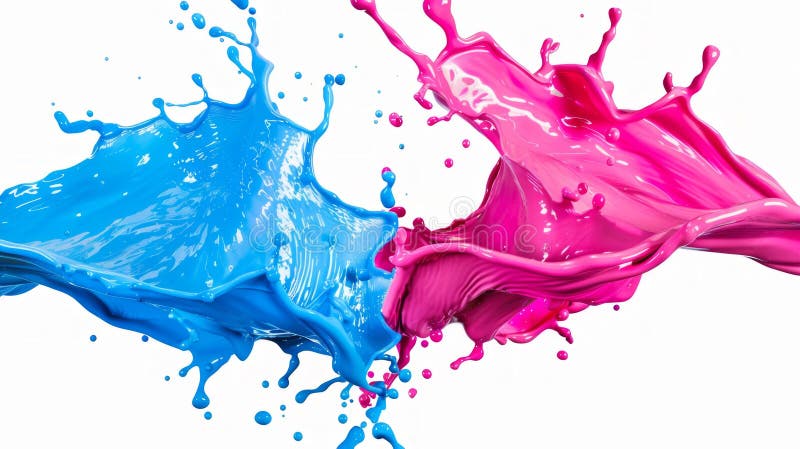 Two Vibrant Splashes of Colored Liquid Collide on a Blank Canvas ... Two Vibrant Splashes of Colored Liquid Collide on a Blank Canvas ...