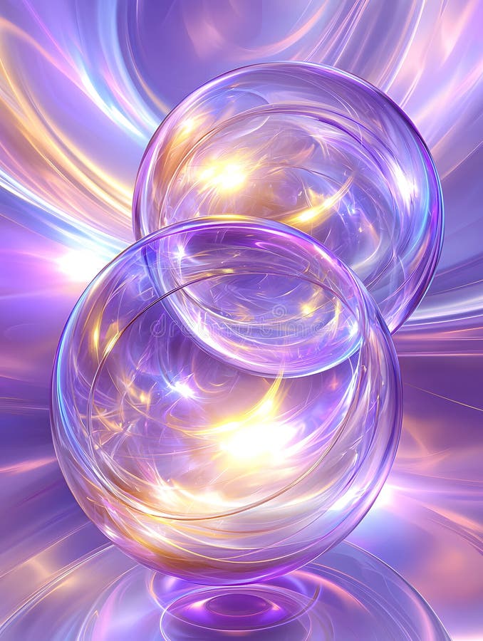 Two Vibrant Translucent Spheres in a Dreamy Setting Stock Image - Image ...