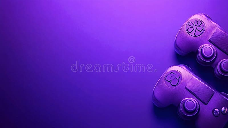 Two Video Game Controllers Sitting on a Purple Background Stock Image ...