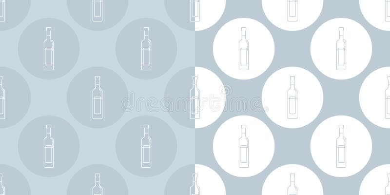 Two View Seamless Pattern of Bottle of Vodka in Flat Style in Form of ...