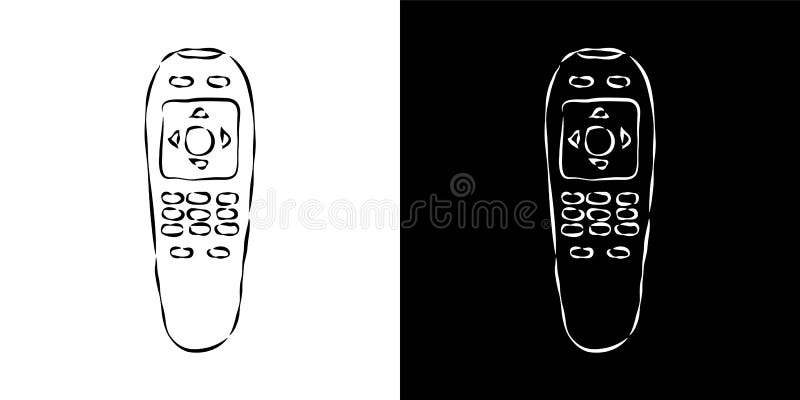 Two Views Hand Remote Control. Hand Drawn Illustration on White and ...