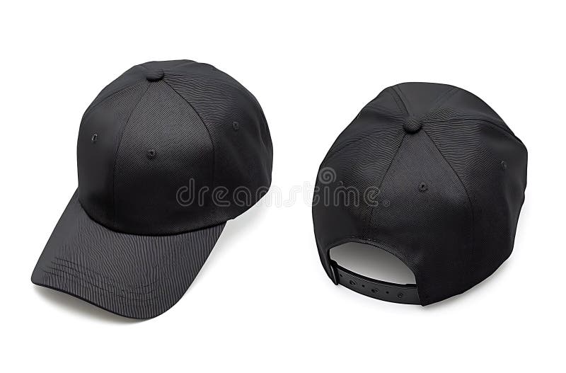 Classic Black Baseball Cap Mockup Two Views, Front and Back, Isolated ...