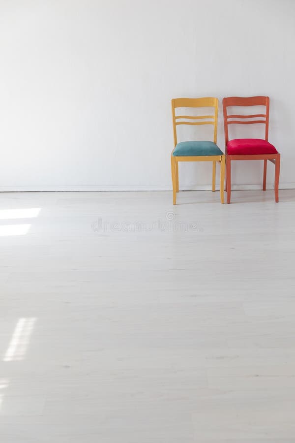 Two Vintage Chairs in the Interior of a White Room Stock Photo - Image ...