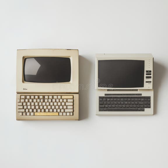 Vintage Computer Models Displayed Side by Side Stock Photo - Image of ...