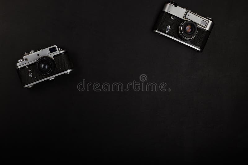 Two Vintage Film Camera on Office Table. Stock Image - Image of office ...