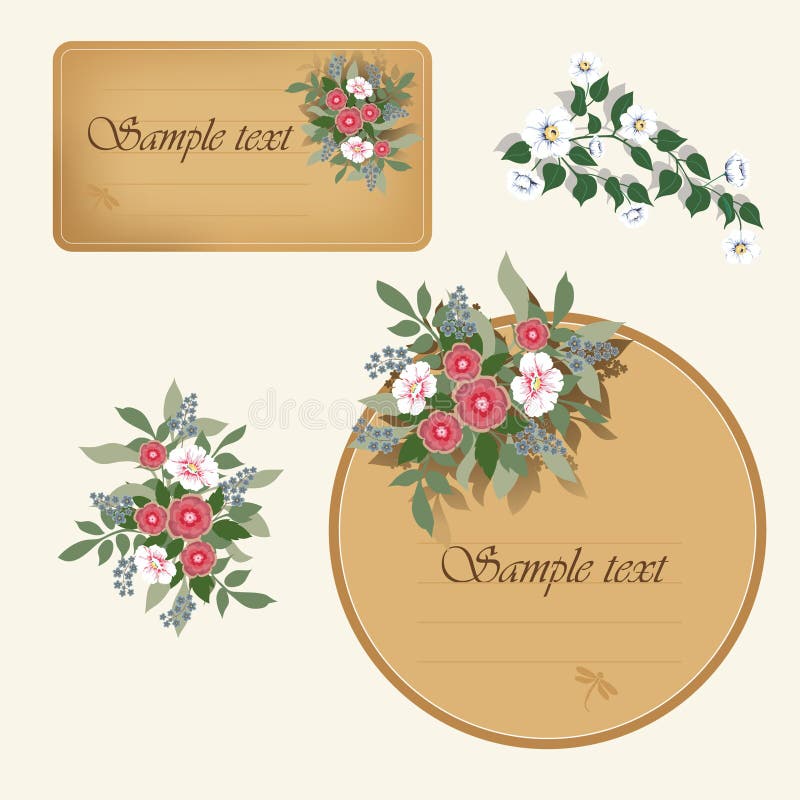 Two Vintage Labels with Flowers Stock Vector - Illustration of elegance ...