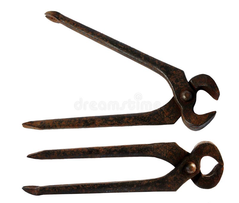 Two Vintage Pincers on White Stock Photo - Image of iron, pincers: 91204708