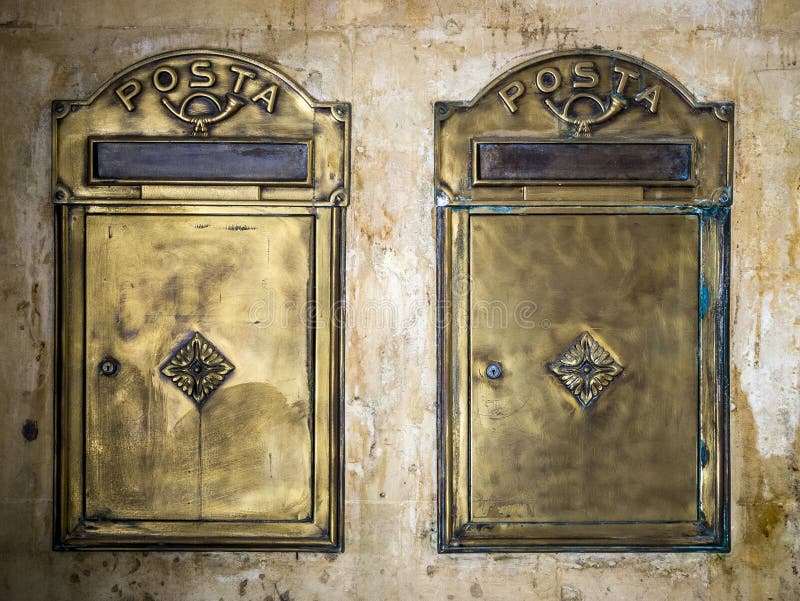 Two vintage post boxes stock photo. Image of italy, correspondence ...